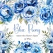 Blue Peony Flower Clipart, Peony PNG, Wedding Bouquet, Blue Flower ...
