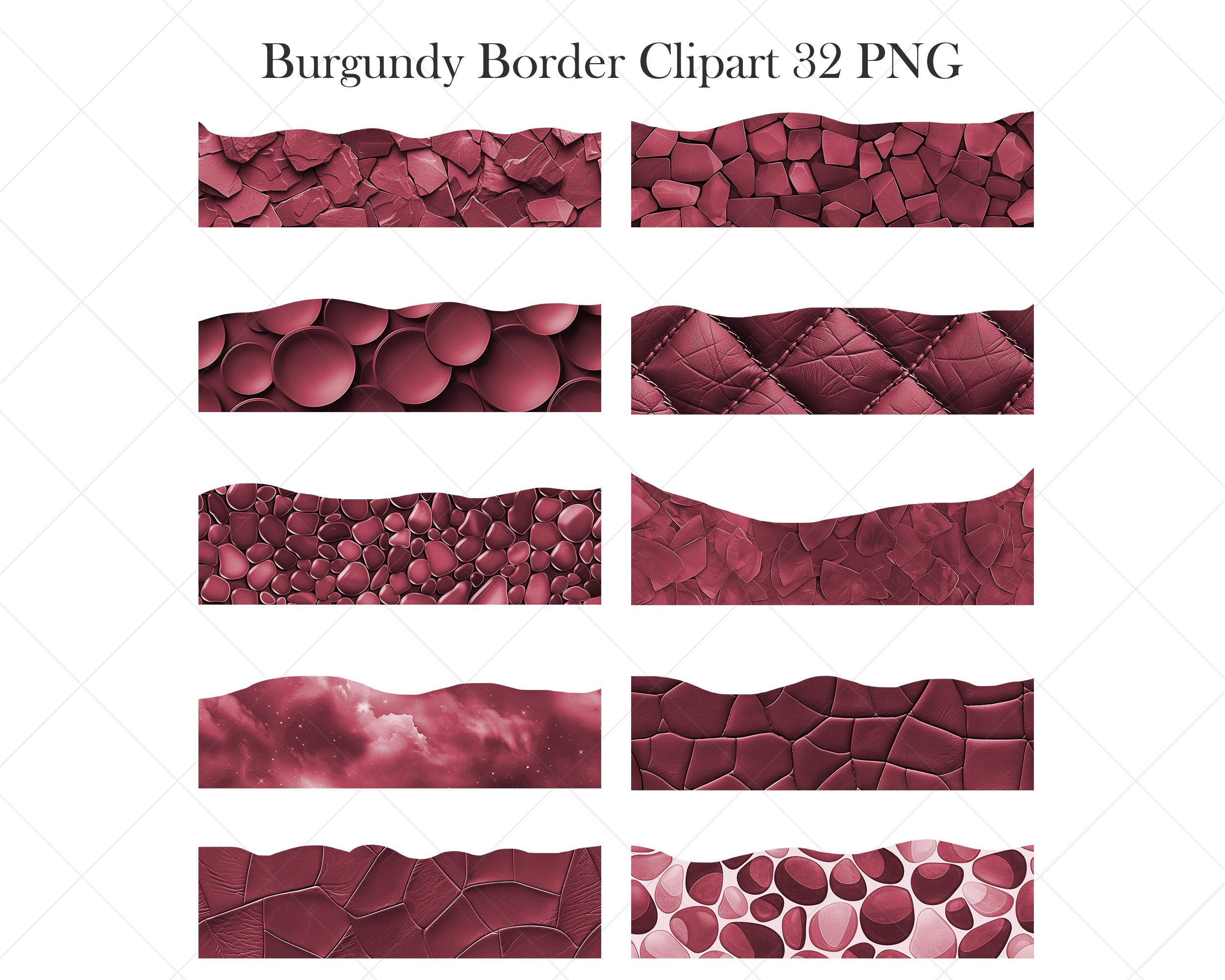 Burgundy Border Clipart, Burgundy Texture Borders PNG, Scrapbook ...