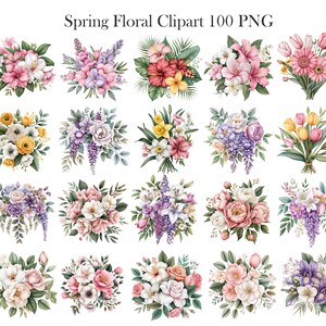 Spring Floral Clipart Bundle, Flower PNG, Bouquet, Wreath, Flower ...
