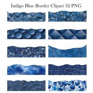 Indigo Blue Border Clipart, Indigo Borders PNG, Scrapbook, Digital ...