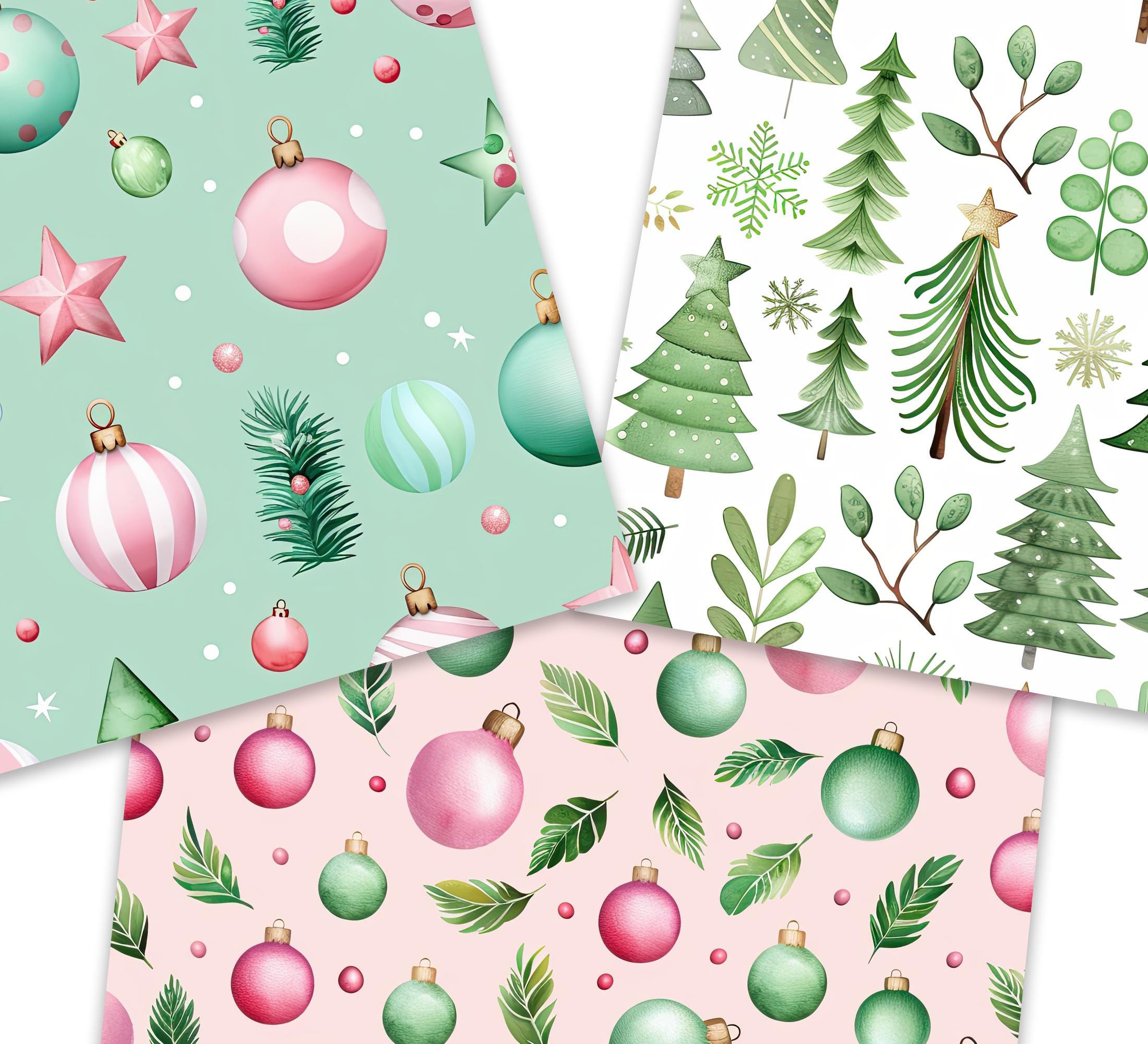 Christmas Digital Paper, Christmas Background Bundle, Scrapbook Paper ...