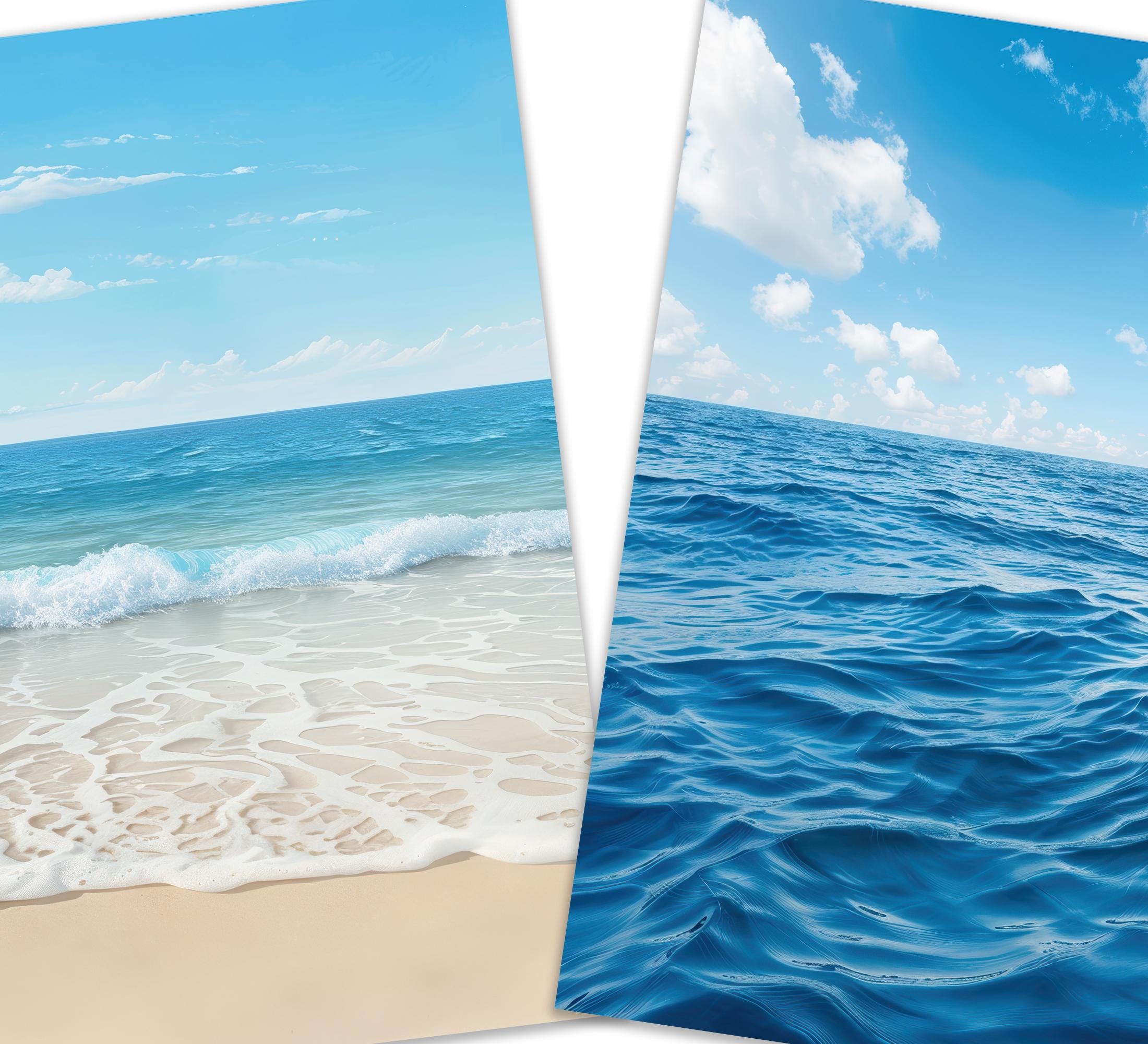 Ocean Digital Paper, Sea Background, Beach, Summer, Scrapbook Paper ...
