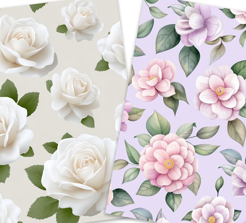 Wedding Flower Digital Paper, Flower Background Bundle, Spring Floral ...