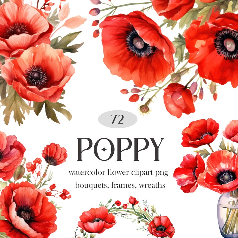 Red Poppy Bouquet - Etsy