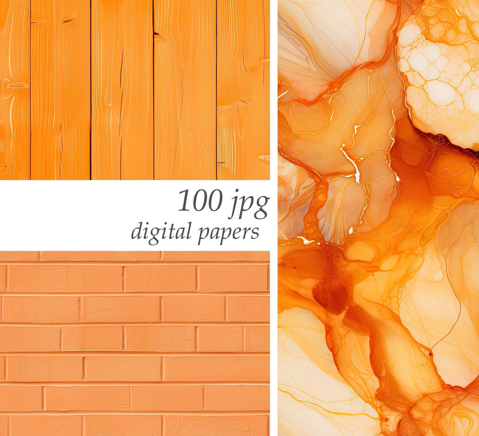 Orange Digital Paper, Orange Background Bundle, Orange Texture ...