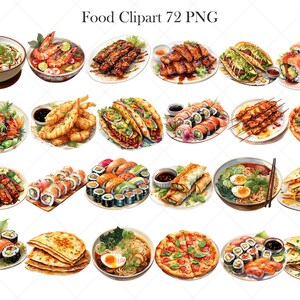 Food Clipart, Watercolor Food PNG Bundle, Lunch Clipart, Scrapbooking ...