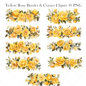 Yellow Rose PNG, Watercolor Yellow Rose Border Clipart, Rose Corner ...