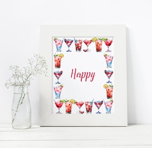 Drinks Border Clipart, Watercolor Drinks PNG, Coffee, Digital Download ...