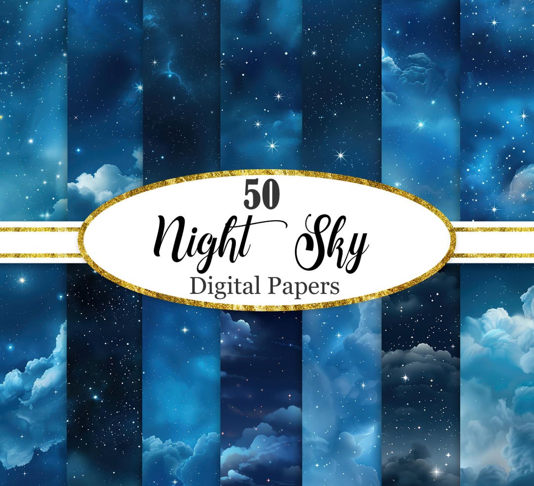 Night Sky Digital Paper, Sky Background, Texture, Scrapbook Papers ...
