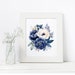 Navy Blue Flower Clipart, Watercolor Blue Floral PNG, Wedding Flower ...