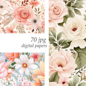 Spring Flower Digital Paper, Flower Background, Scrapbook Papers ...