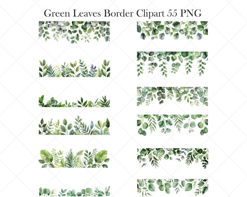 Green Leaves PNG, Watercolor Leaf Border Clipart, Tropical Leaves ...