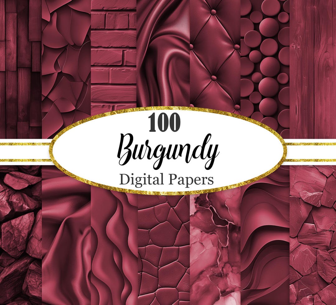 Burgundy Digital Paper, Burgundy Background Bundle, Texture, Scrapbook ...
