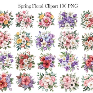 Spring Floral Clipart Bundle, Flower PNG, Bouquet, Wreath, Flower ...