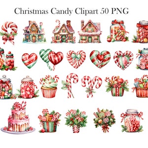 Christmas Candy Clipart, Watercolor Christmas Sweets, Candy Cane PNG ...