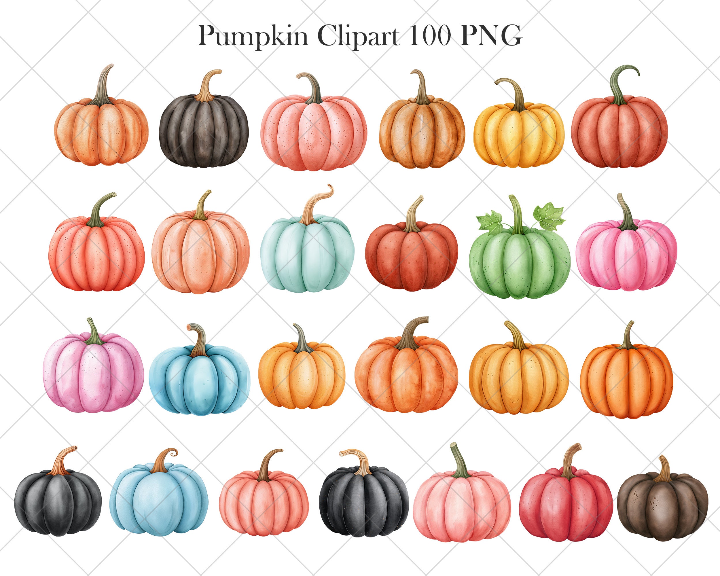 Pumpkin PNG, Watercolor Pumpkin Clipart Bundle, Fall Clipart, Autumn ...