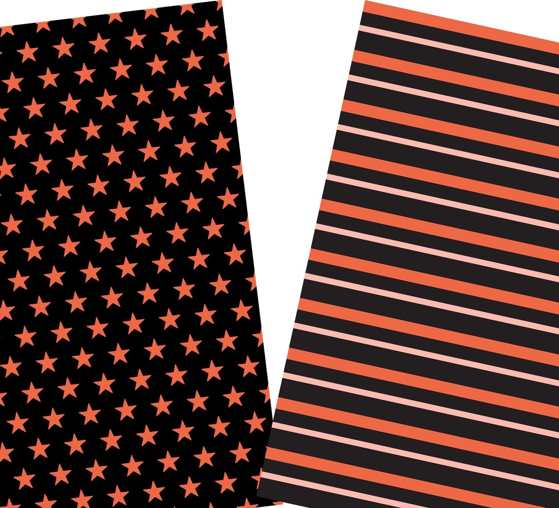 Orange and Black Digital Paper, Orange Background, Black Texture ...