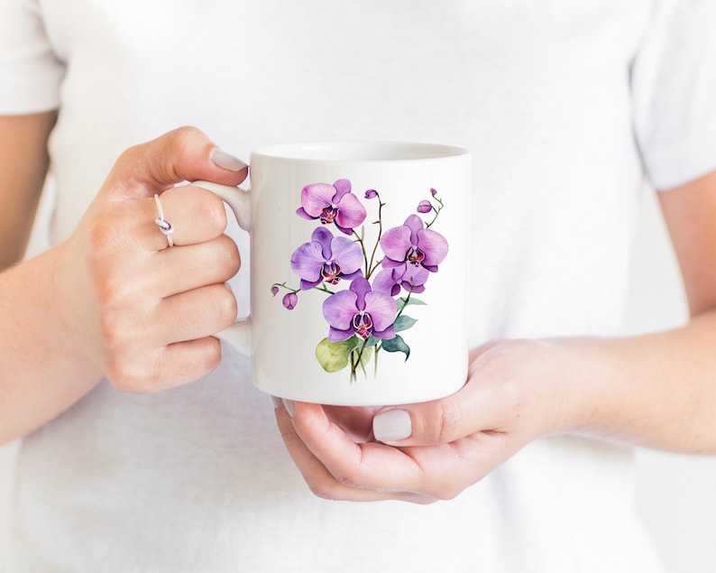 Purple Orchid Clipart Bundle, Watercolor Orchid PNG, Flower Bouquet Wreath, Orchid Sublimation ...