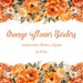 Orange Flower Border Clipart, Watercolor Orange Floral PNG Bundle ...