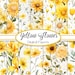 Yellow Flower Digital Paper, Flower Seamless Pattern, Watercolor Floral ...