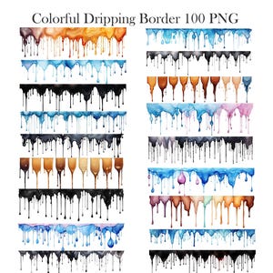 Colorful Dripping Border Clipart, Rainbow Drips Borders PNG, Digital ...