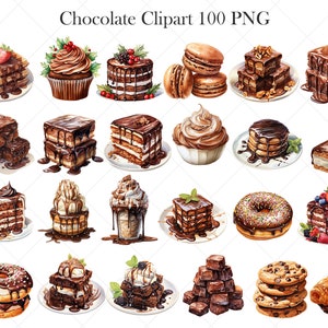 Chocolate Clipart Bundle, Watercolor Chocolate PNG, Sweet Treats ...