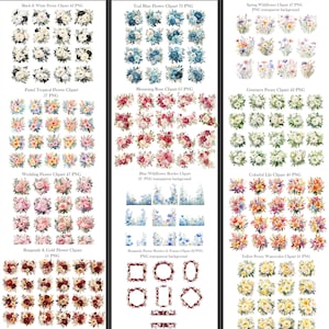 Flower Clipart Bundle, Watercolor Floral Clipart, Flower PNG ...