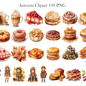 Autumn Clipart Bundle, Fall Clipart, Watercolor Autumn PNG, Wreath ...