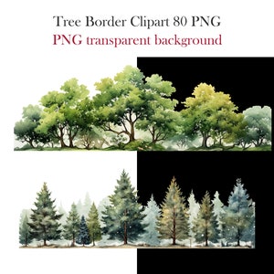 Tree PNG, Watercolor Tree Border Clipart Bundle, Tree Sublimation ...