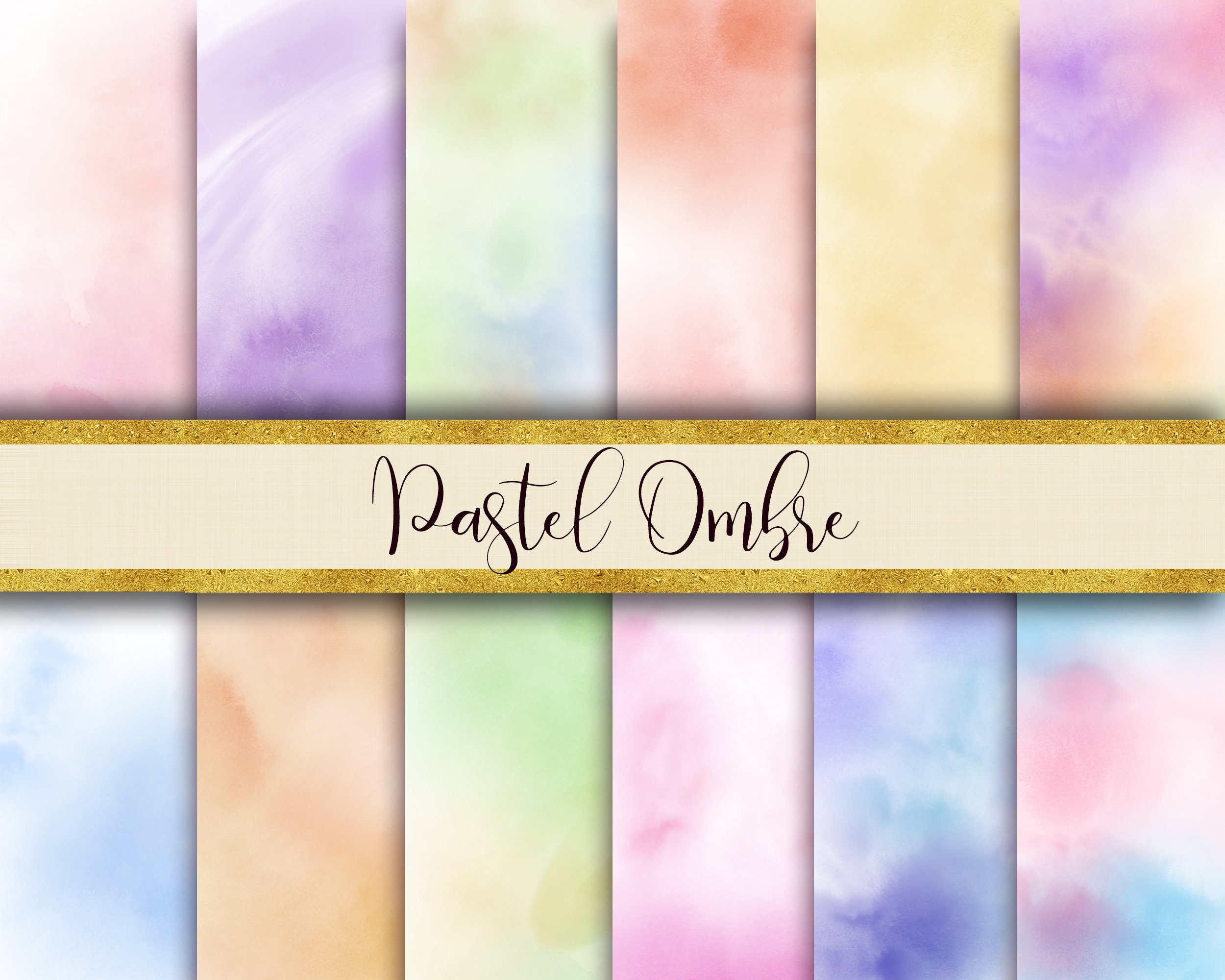 Watercolor Digital Paper Pastel Watercolor Backgrounds Rainbow - Etsy