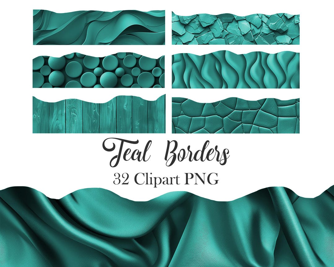 Teal Border Clipart, Teal Green Borders PNG, Scrapbook, Digital ...