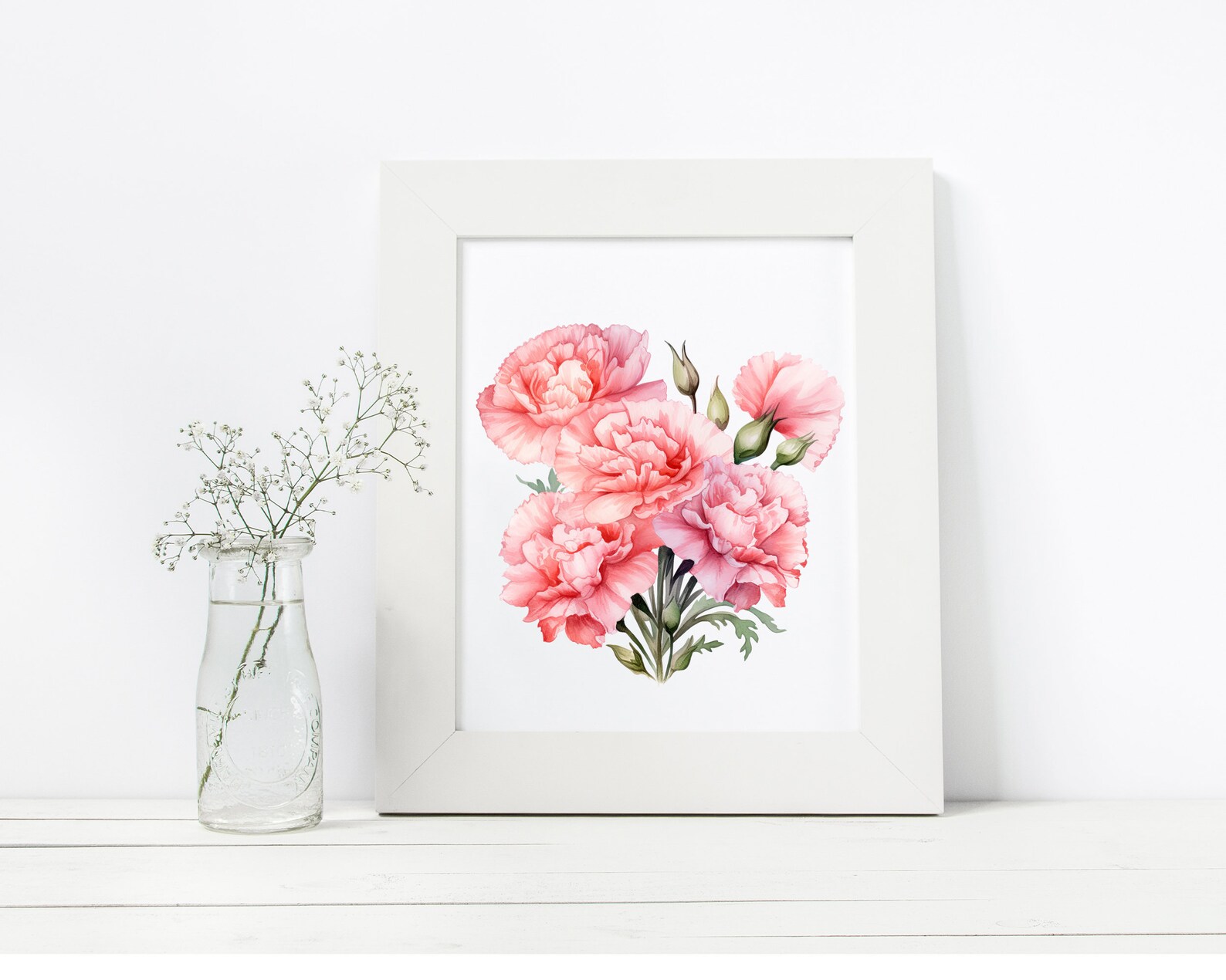 Carnation Clipart, Watercolor Floral Clipart Bundle, Carnation PNG ...