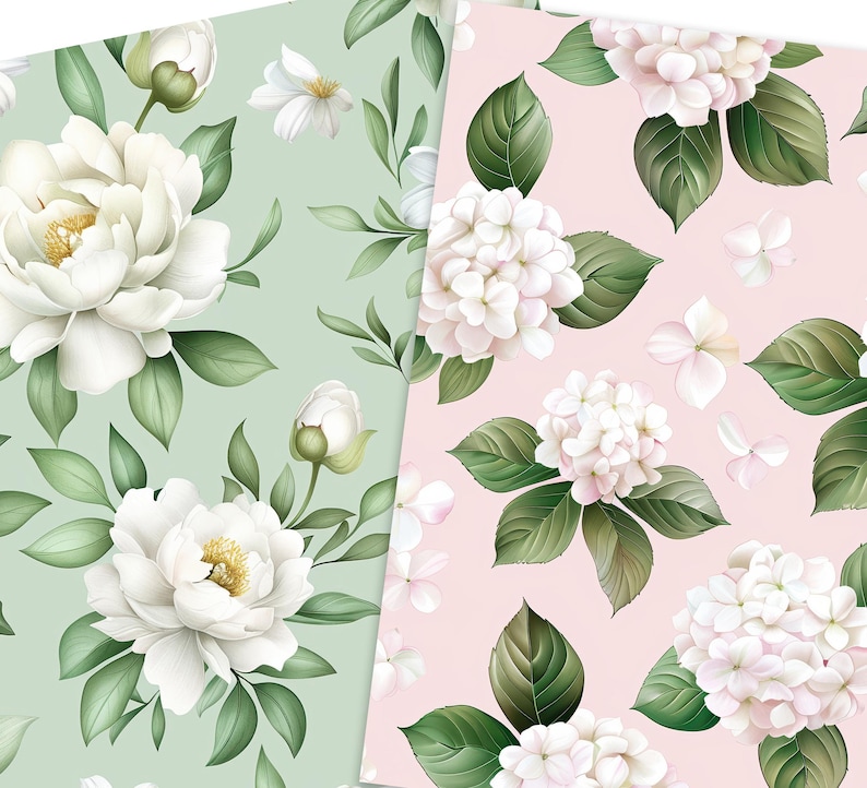 Wedding Flower Digital Paper, Flower Background Bundle, Spring Floral ...