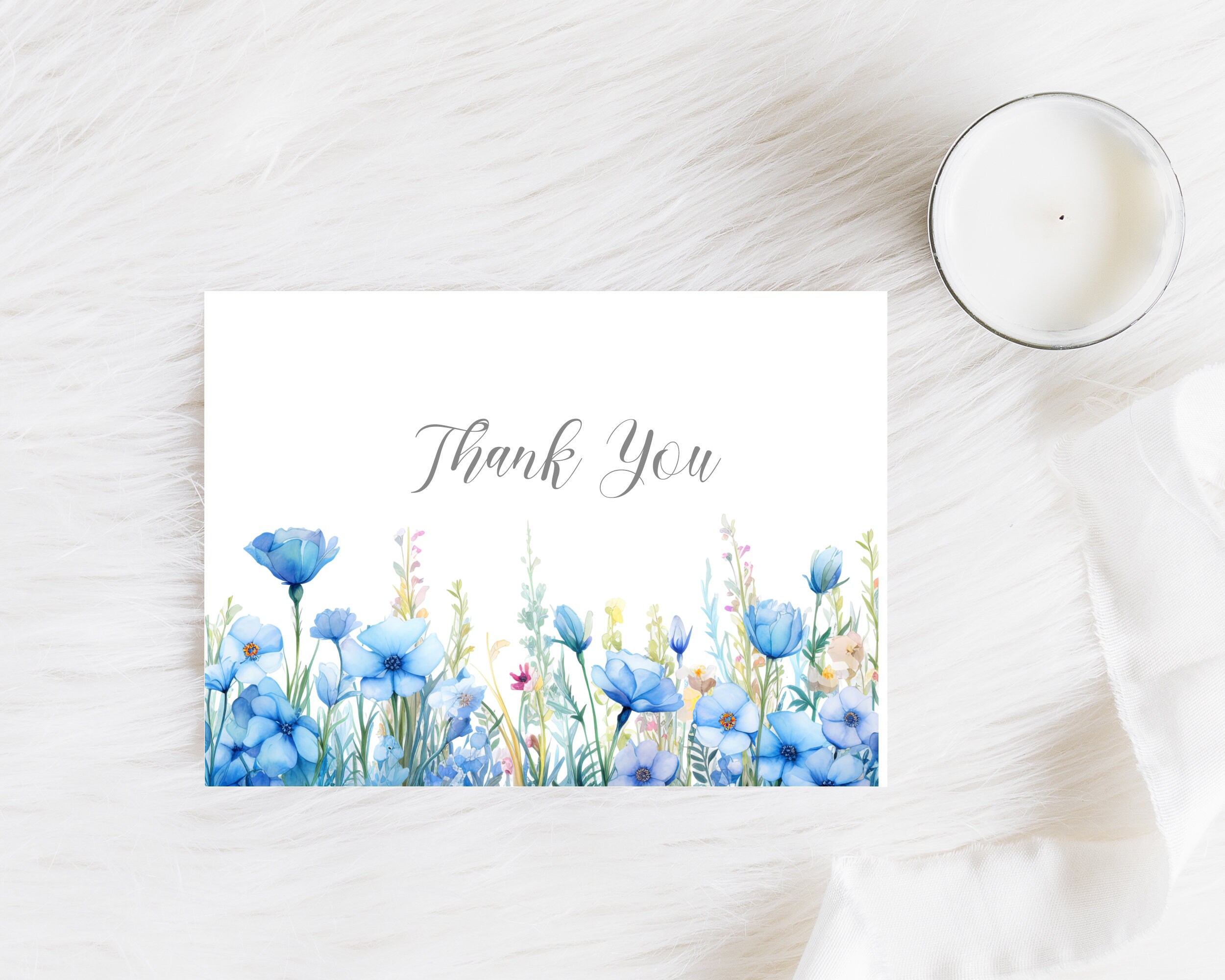Blue Wildflower Border Clipart, Watercolor Floral Clipart, Flower ...