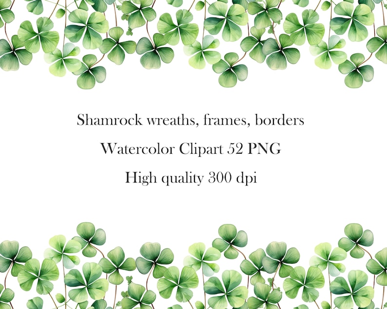 Shamrock Clipart, Clover PNG Bundle, St Patricks Day PNG, Shamrock ...