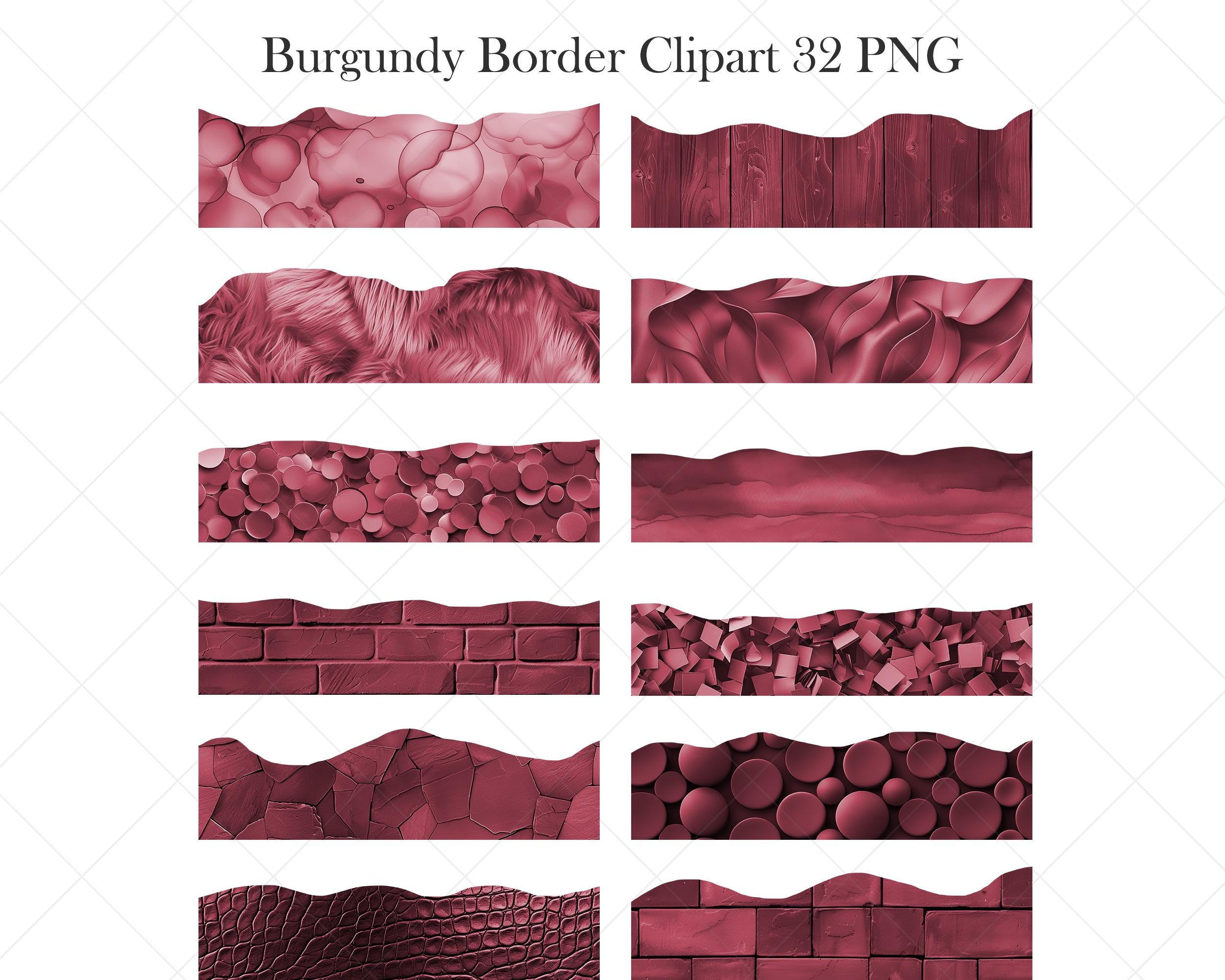 Burgundy Border Clipart, Burgundy Texture Borders PNG, Scrapbook ...