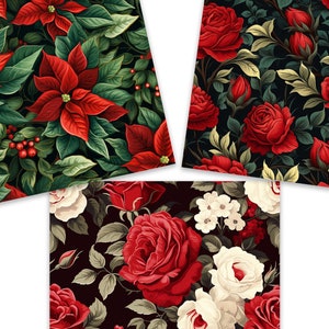 Red Flower Digital Paper, Watercolor Floral Background, Scrapbook ...