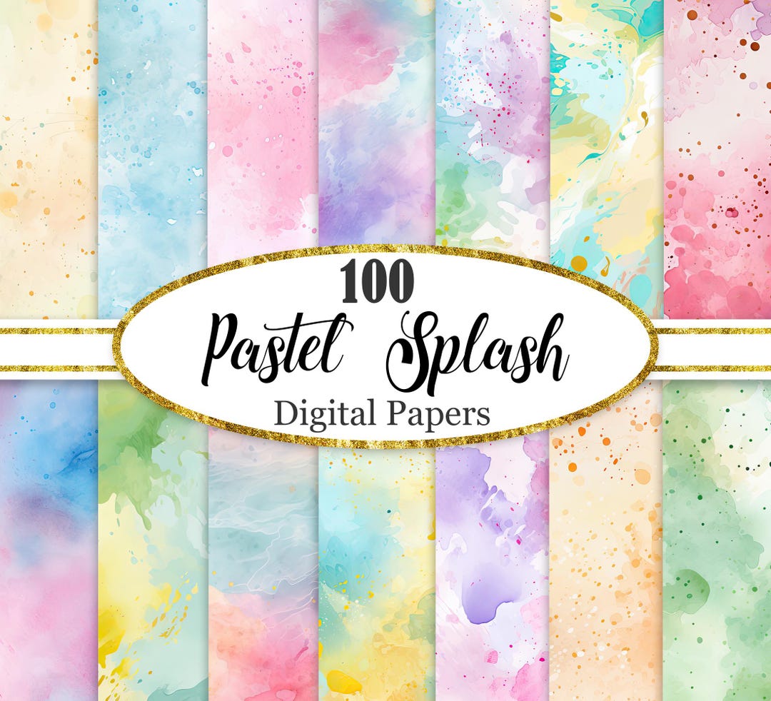 Pastel Splash Digital Paper, Watercolor Splash Background, Splatter ...