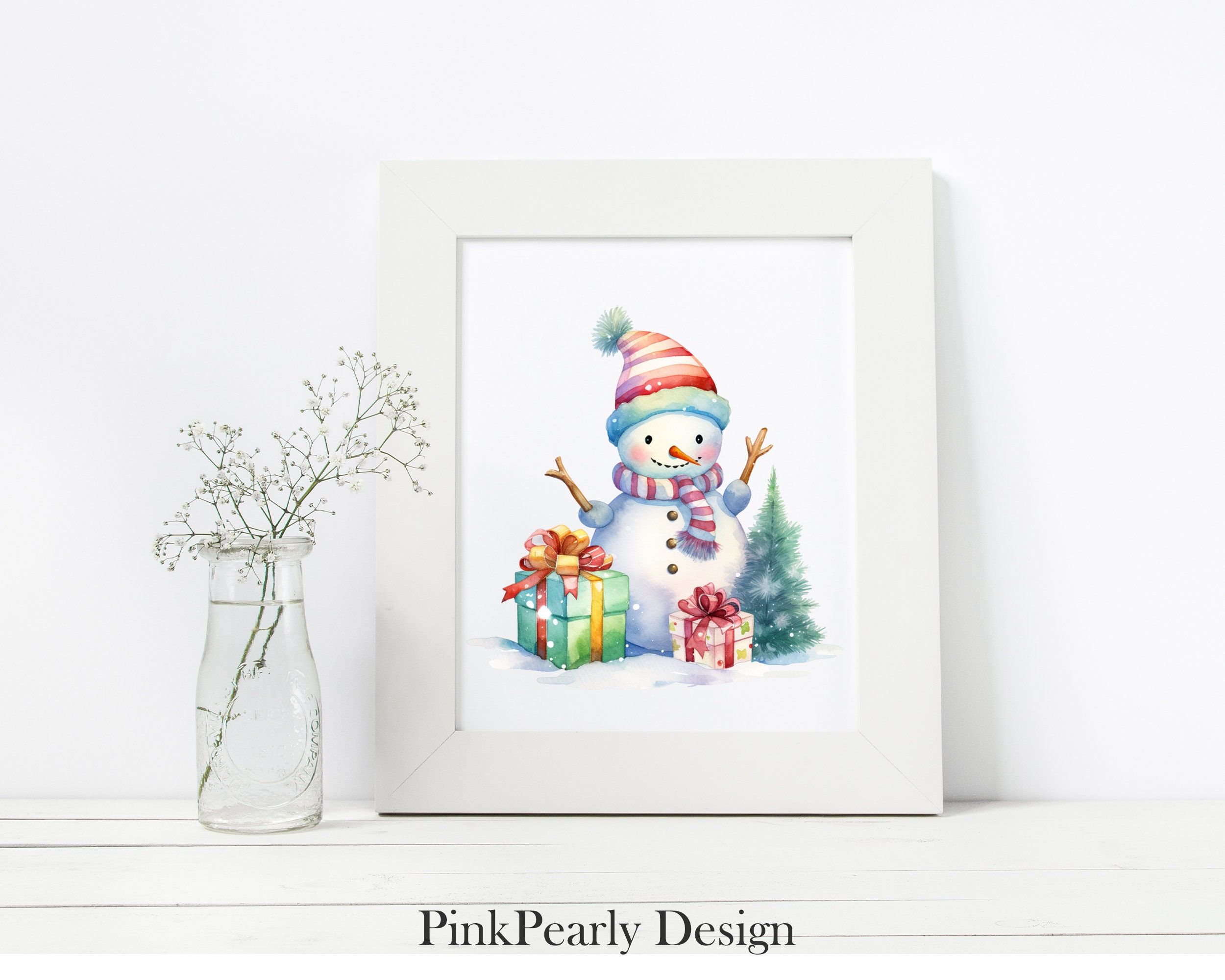 Snowman PNG Clipart Bundle, Watercolor Christmas Snowman Clipart ...