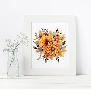 Fall Flower PNG, Watercolor Autumn Flower Clipart Bundle, Floral ...