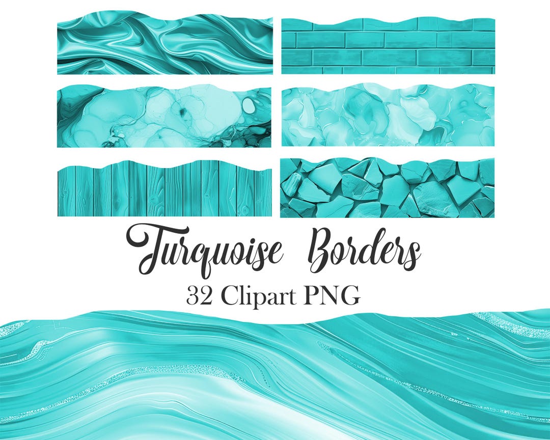 Turquoise Border Clipart, Turquoise Texture Borders PNG, Scrapbook ...