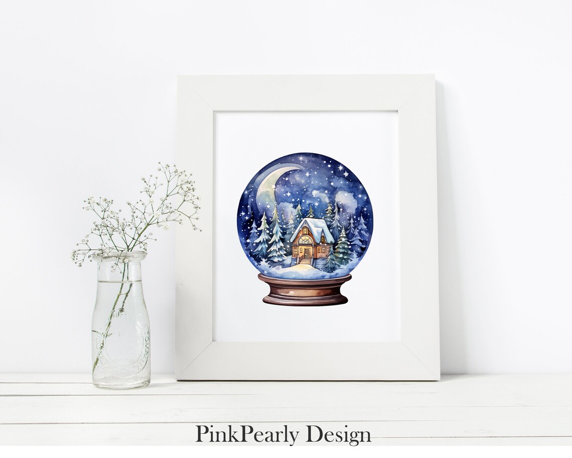 Christmas Snow Globe Clipart, Watercolor Christmas Snow Globe PNG ...