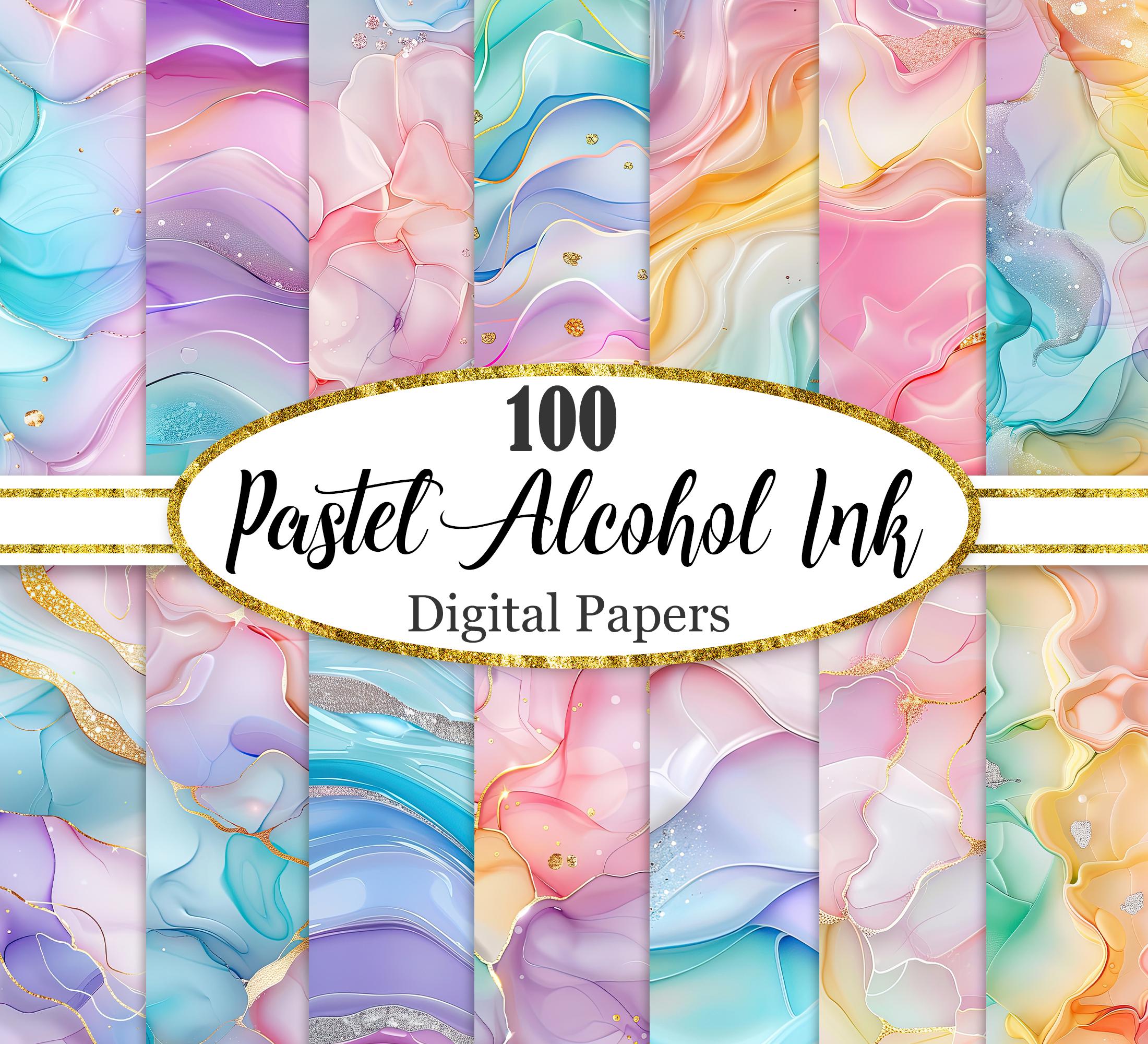 Pastel Digital Paper, Pastel Alcohol Ink Background Bundle, Scrapbook ...
