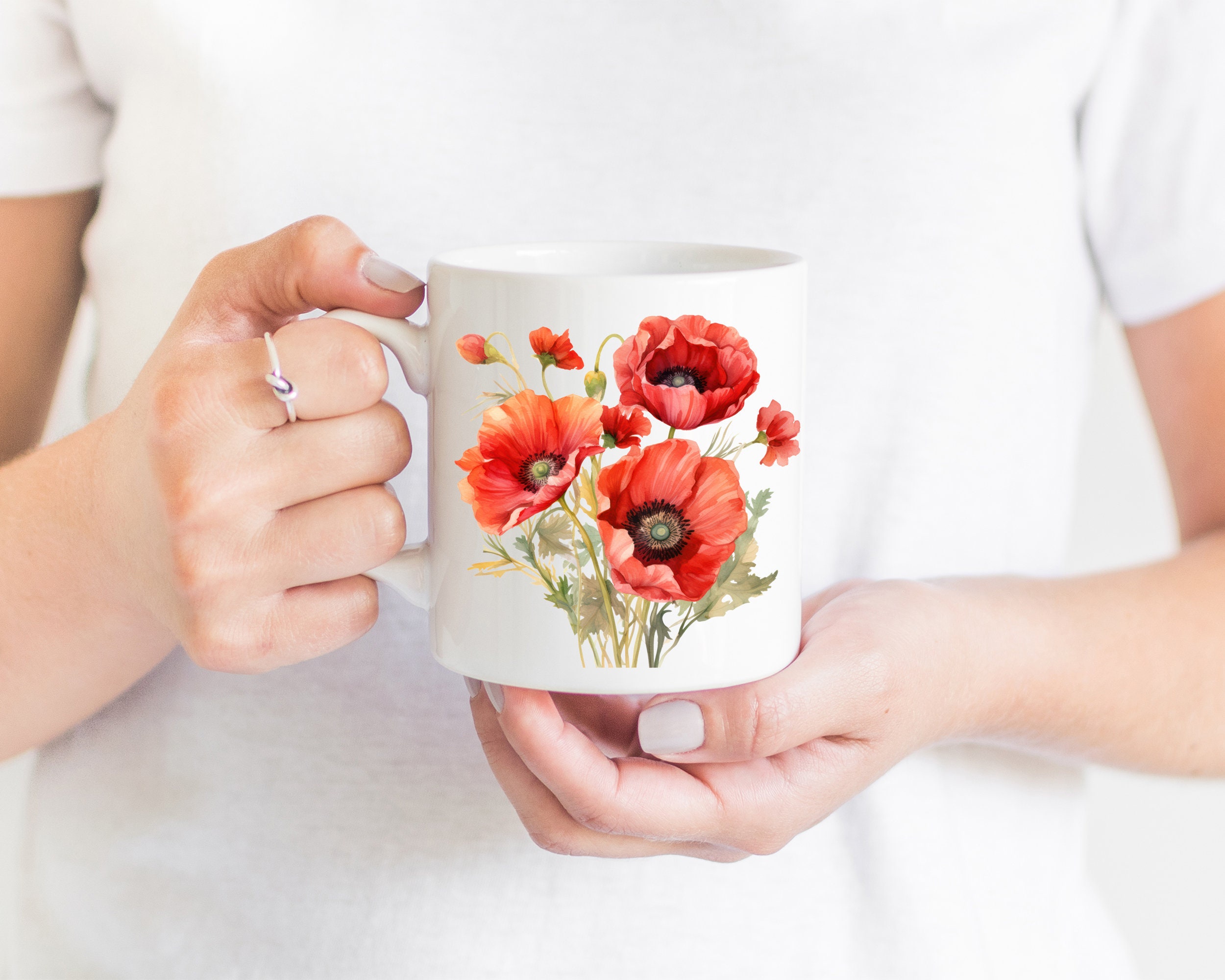 Poppy Flower PNG Clipart, Watercolor Floral PNG, Red Poppy Bouquet ...