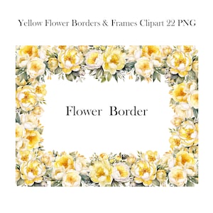 Yellow Flower Border Clipart, Watercolor Flower PNG Bundle, Spring ...