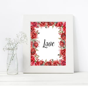 Red Rose Border Clipart, Watercolor Rose Border PNG Bundle, Flower ...