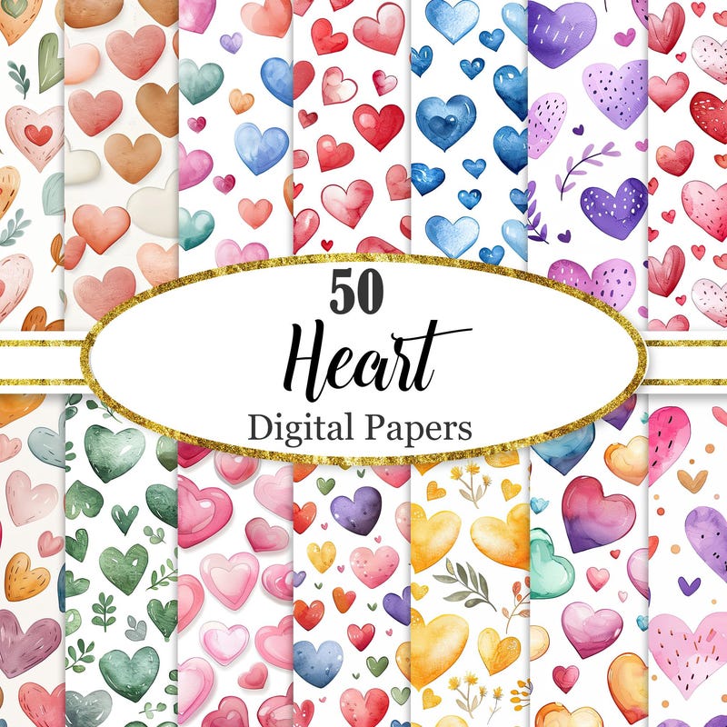 Digital Heart Papers - Etsy