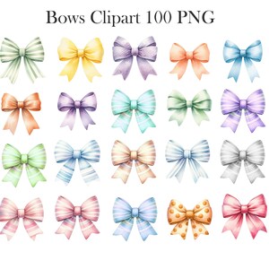 Bow Clipart Bundle, Watercolor Ribbon Clipart, Bow PNG, Pink Bows ...