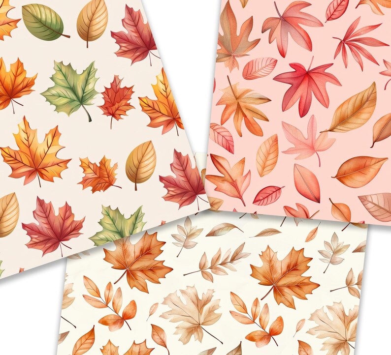 Autumn Leaves Digital Paper, Autumn Background Bundle, Scrapbook Paper ...
