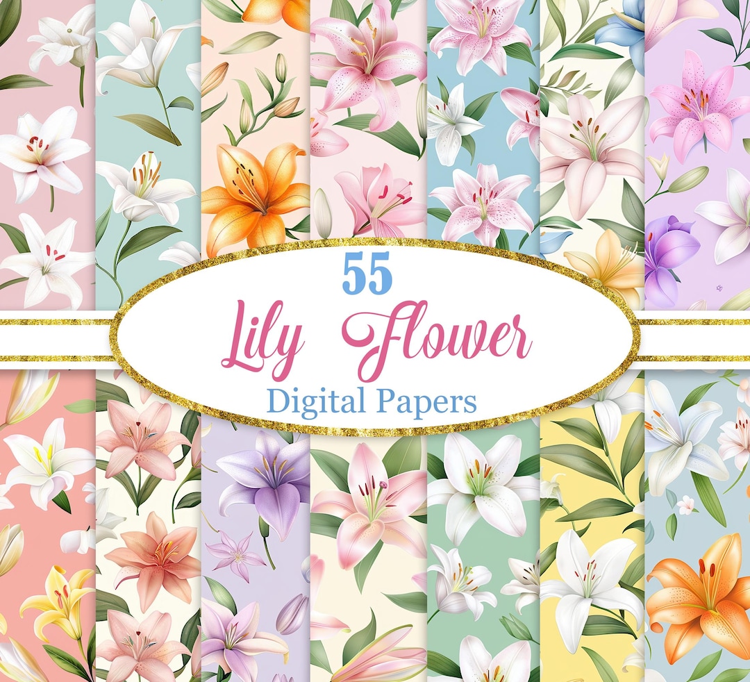 Lily Digital Paper, Lily Background Bundle, Spring Flower - Etsy